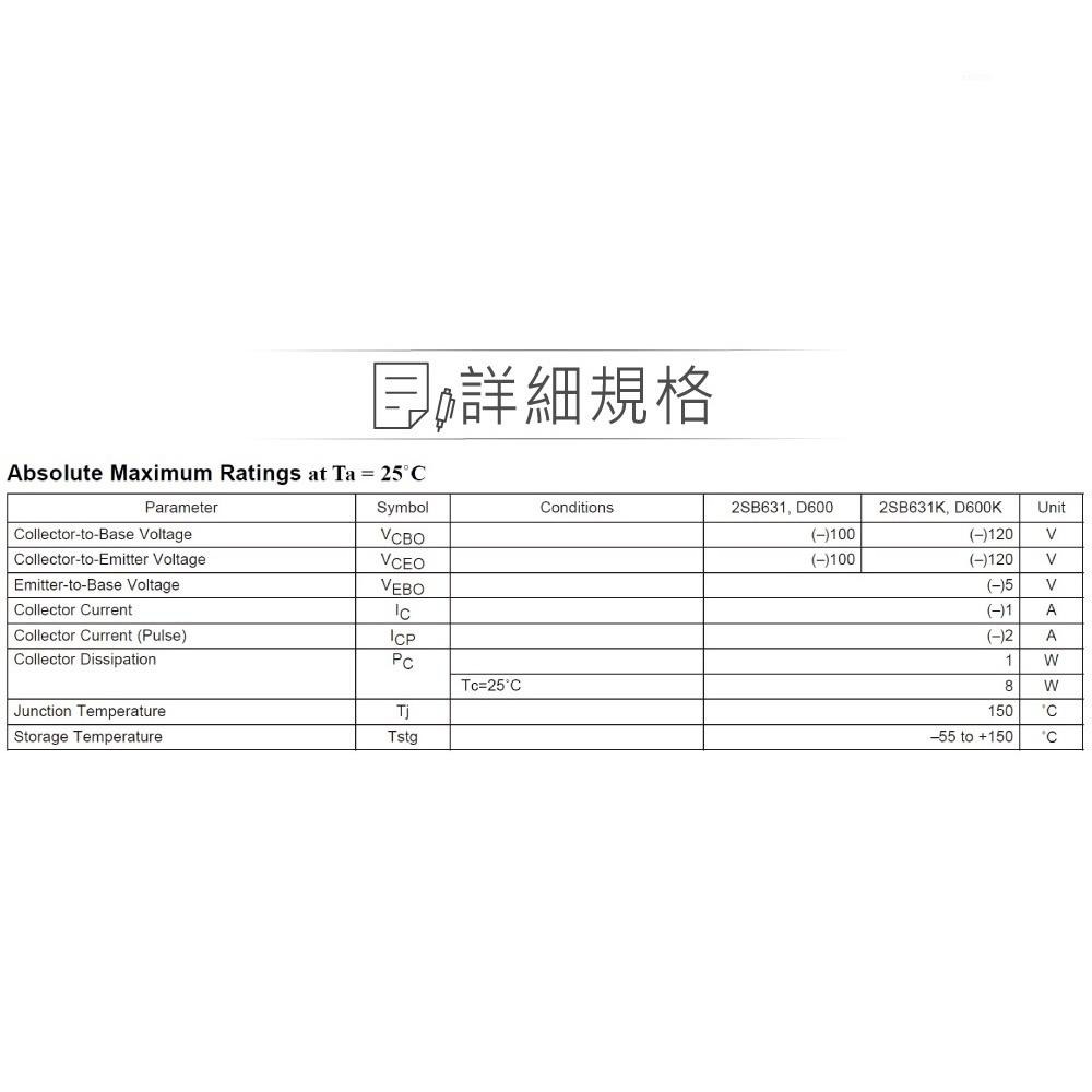 『聯騰．堃喬』2SD600 NPN 雙極性 電晶體 100V/1A/8W TO-126 互補晶體 2SB631 - 聯騰 & 堃喬 Oget ...