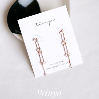 【winya 韓國飾品 現貨 】正韓 細緻雙線水鑽耳環 限量現貨 - Winya accessory - iOPEN Mall