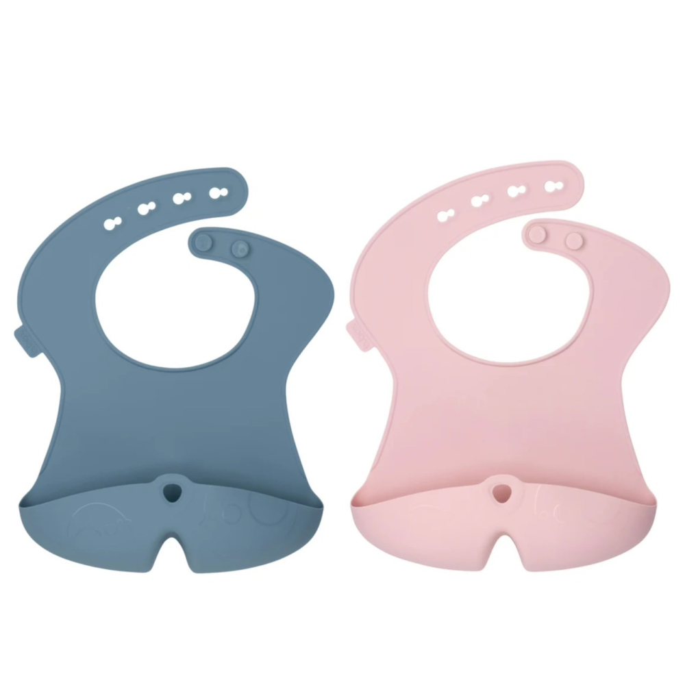 現貨在台 澳洲境內版 bbox 矽膠旅行圍兜袋 - 粉 藍 B.box Silicone Feeding Bibs - April shop美妝商店 - iOPEN Mall