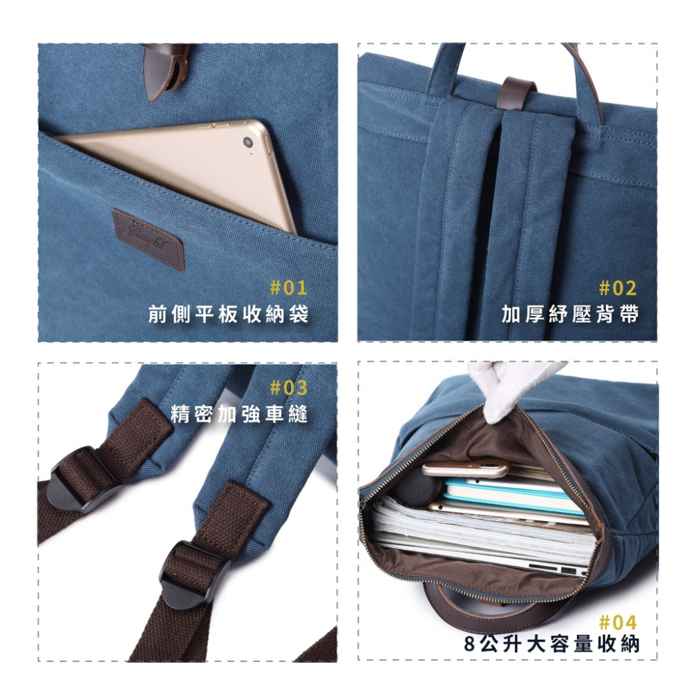 JIAYBL 帆布後背包 後背包 復古皮革 咖啡色 LBM-109-CF 彩色世界 - 彩色世界實業有限公司 - iOPEN Mall