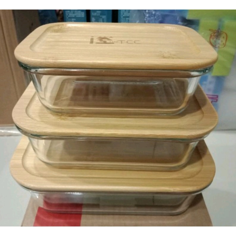 竹蓋環保玻璃保鮮盒一套三入（400ml．630ml．1000ml） - 需要不需要的零零總總 - iOPEN Mall