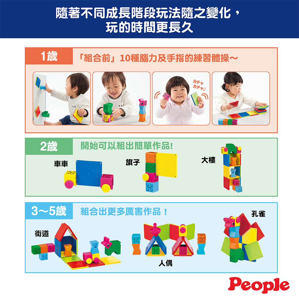 日本People-益智磁性積木BASIC系列-1歲入門組合(磁力片/手腦並用!促進肢體感官發展) - 唯可Weicker-嬰兒用品首選 - iOPEN Mall