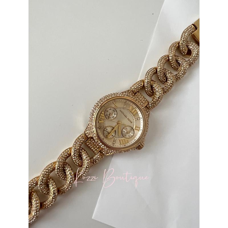 Michael Kors MK3309 MK3330 麻花 編織 水鑽 錶帶 羅馬 三眼 mk 手錶 mk錶 - feisha ...