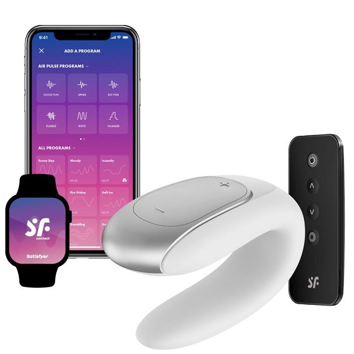 德國 Satisfyer Double Fun 智能遙控雙人共震器 - 白【保固15年】 - 色澀的玩具 情趣用品 成人用品 BDSM 調教 私密保養