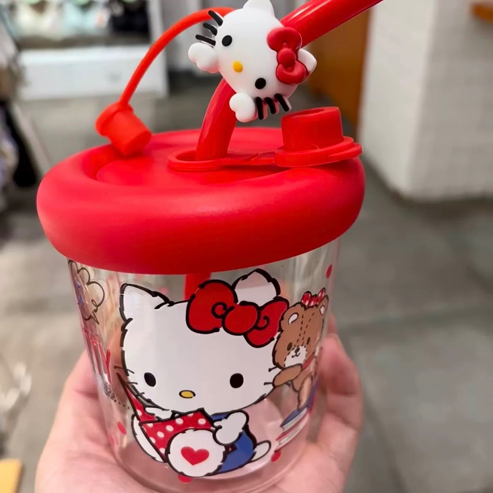 正品 HelloKitty玻璃杯 450ml 高顏值吸管杯水杯 - Hello kitty城堡 - iOPEN Mall