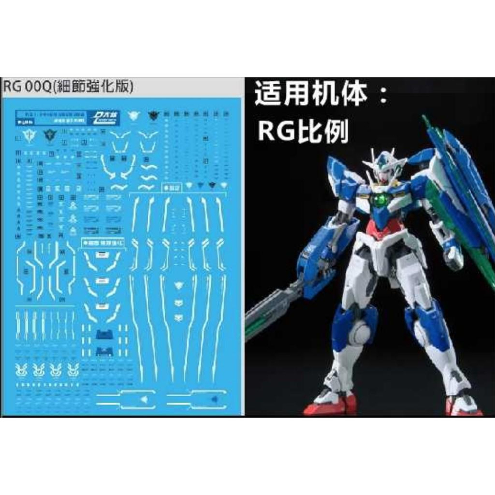 【鋼普拉】現貨 RG06 大林水貼 鋼彈00 RG 1/144 #21 00Q 量子00Q 量子型能天使鋼彈 鋼彈水貼紙 - eYeCam 鋼 ...