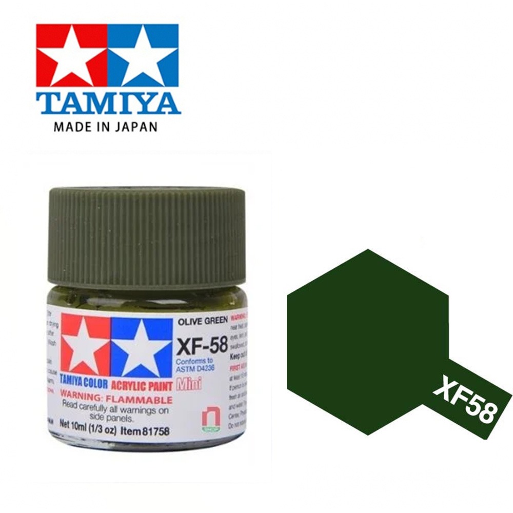 【鋼普拉】現貨 田宫模型漆 TAMIYA 81758 XF-58 XF58 模型專用 水性漆 消光橄欖綠色 10ml - eYeCam 鋼普拉 ...