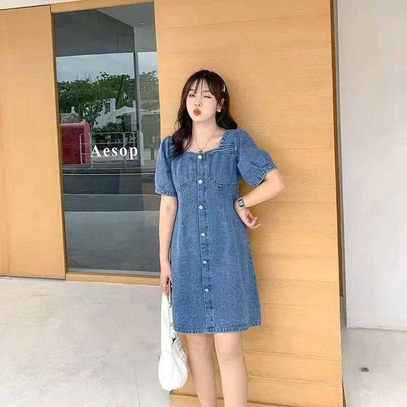 2XL-6XL（超大胸圍160公分！）牛仔裙 大尺碼洋裝 方領後拉鍊牛仔裙 大尺碼女裝 大尺碼上衣 - INCOMPARABLE - iOPEN Mall