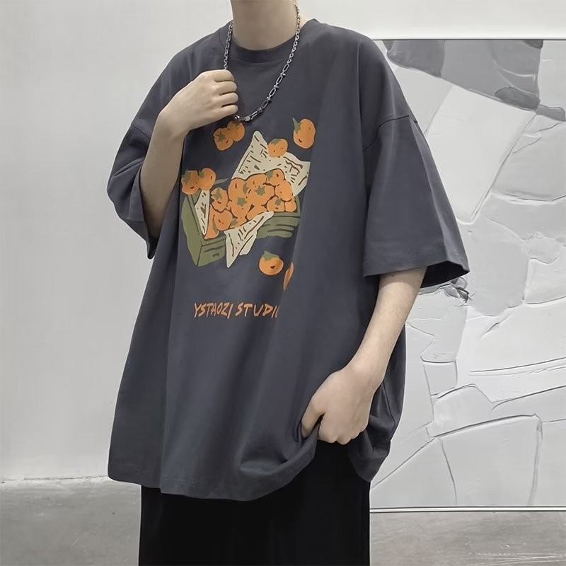 『癮品流行』美式高街印花T恤 寬鬆oversize 休閒百搭 圓領上衣 五分袖 M-5XL - 癮品流行 - iOPEN Mall