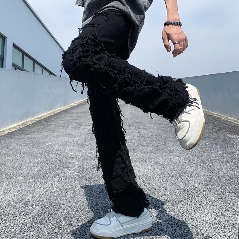 『癮品流行』美式復古高街牛仔褲 男生長褲 直筒褲 毛邊設計感痞帥 休閒百搭 修身顯腿長 S-3XL - 癮品流行 - iOPEN Mall