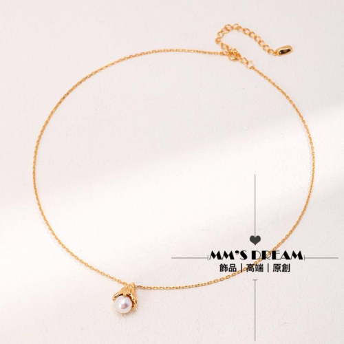 MM’S DREAM☆錐型吊墜珍珠項鍊★S925純銀鍍18K金韓版法式復古INS風原創小眾百搭時尚簡約個性氣質 - MM’S DREAM