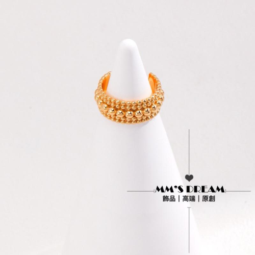 MM’S DREAM☆多層次大小圓珠開口戒指★S925純銀鍍18K金韓版法式復古INS風原創小眾百搭時尚簡約個性氣質 - MM’S DREAM