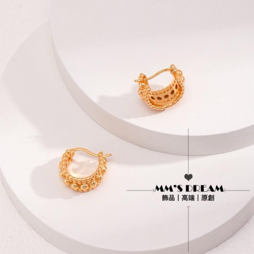 MM’S DREAM☆多層次大小圓珠耳扣耳環★S925純銀鍍18K金韓版法式復古INS風原創小眾百搭時尚簡約個性氣質 - MM’S DREAM