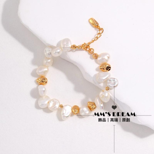 MM’S DREAM☆巴洛克珍珠手鍊★S925純銀鍍18K金韓版法式復古INS風原創小眾百搭時尚簡約個性氣質 - MM’S DREAM
