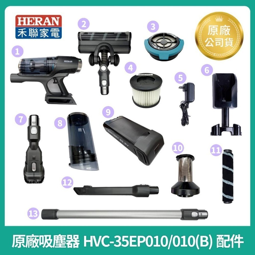 【HERAN】禾聯無線吸塵器 HVC-35EP010 / HVC-35EP010(B) 原廠電池/濾網/電動地刷/集塵盒 - 這幾些&那幾些 ...