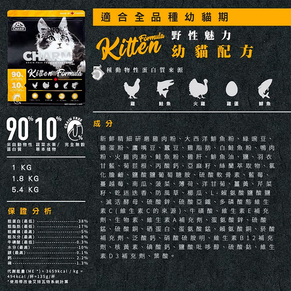 野性魅力 CHARM 無穀 貓糧 幼貓 成貓 海陸龍蝦盛宴 羊肉鮭魚 貓飼料 貓乾糧 1KG 1.8KG 5.4KG - 毛樂子 - iOPEN Mall