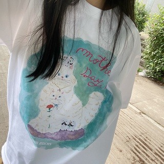 Mili🇰🇷貓咪純棉短袖圖T恤 - Mili米莉🇰🇷韓系女裝 - iOPEN Mall