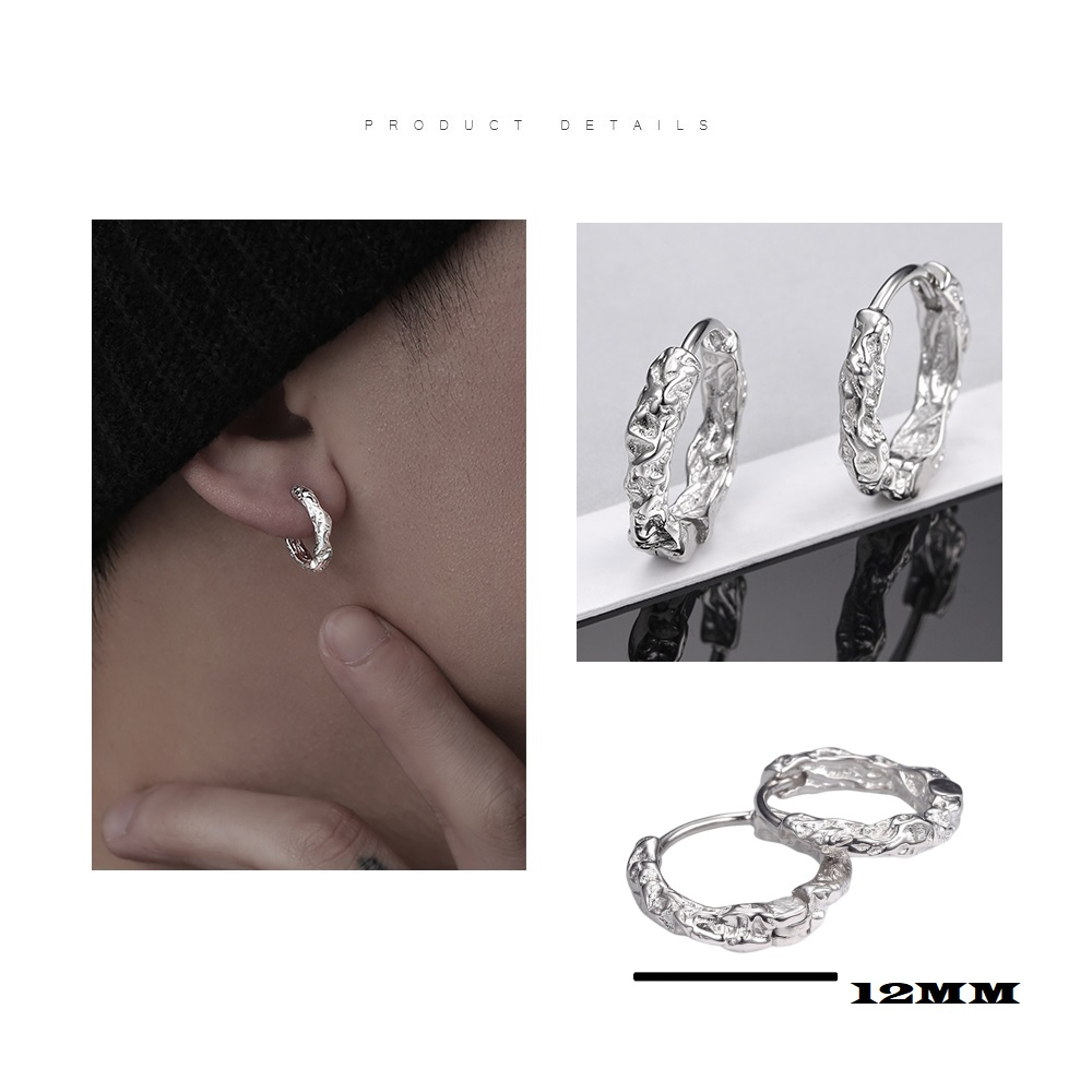 【A&R】s925純銀潮流個性嘻哈風青藤耳扣 白金 單入( 抗過敏 耳環 情人節 生日禮物 ) - 禹果貿易股份有限公司