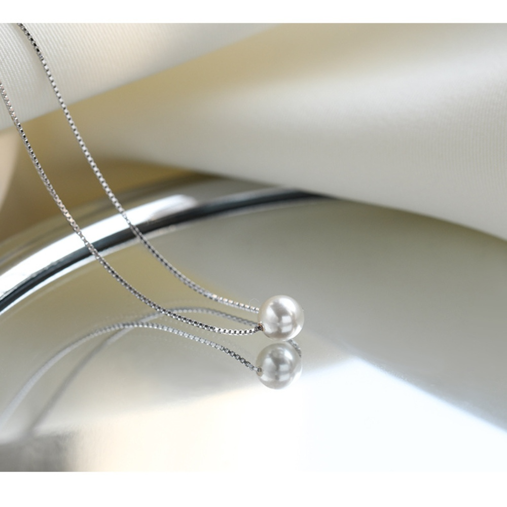 【A&R】s925純銀法式簡約風珍珠項鍊 兩色任選(抗過敏 貝珠 可調節 情人節 生日禮物) - 禹果貿易股份有限公司 - iOPEN Mall