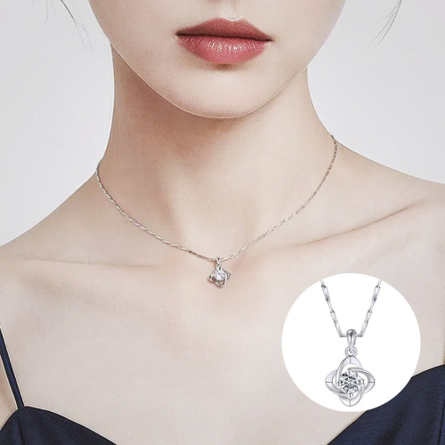 【A&R】S925純銀幸運鋯石四葉草鎖骨項鍊(抗過敏 可調節 情人節 生日 禮物) - 禹果貿易股份有限公司 - iOPEN Mall