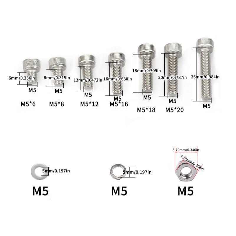 M5 304不銹鋼 圓柱頭 內六角 螺絲 不銹鋼 杯頭 內六角 螺絲 組合 套裝 - HONGYU電貿 - iOPEN Mall