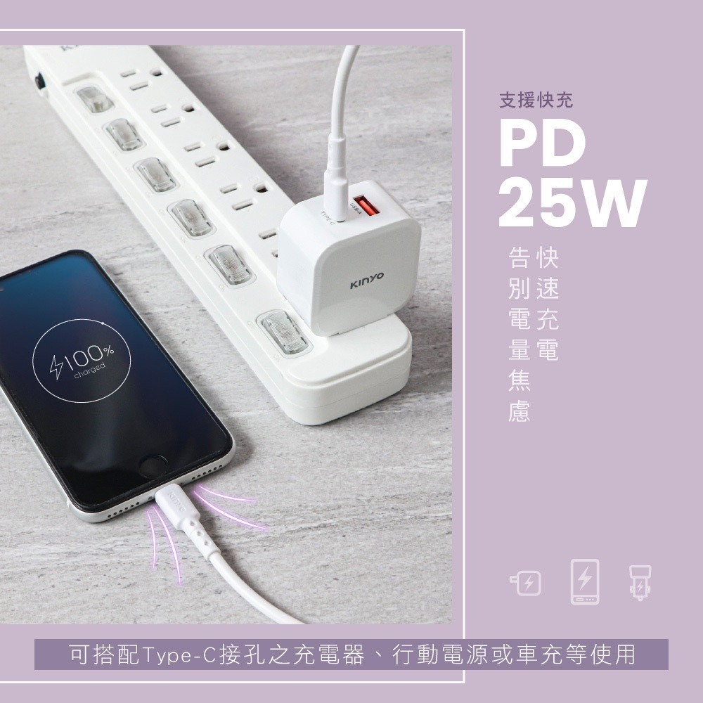 【現貨附發票】KINYO 耐嘉 Apple蘋果 PD快速充電傳輸線 2m /條 USB-NAC03 - 宏仁生活館 - iOPEN Mall