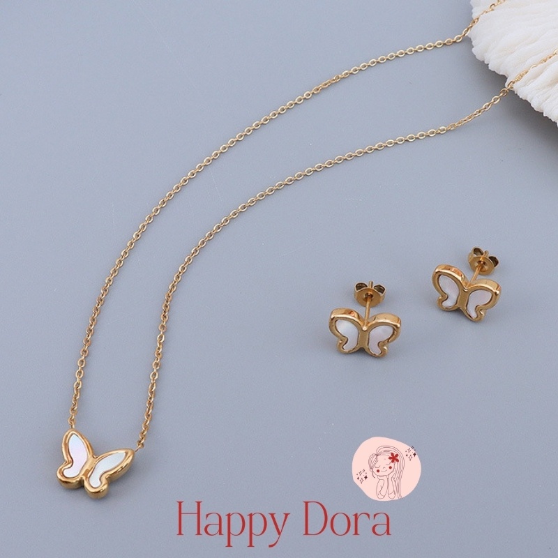 【台灣出貨免運】鈦鋼項鍊 項鍊女 生日禮物 鈦鋼 醫療鋼 ins 蝴蝶 氣質 簡約 貝殼 生日禮物 - 快樂朵拉 Happy Droa ...