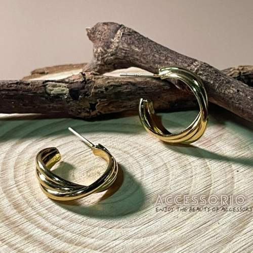 拾飾 Accessorio 現貨 S925銀 14K包金 幾何圓形耳環 耳夾 - ╶ ╴拾飾 Accessorio - iOPEN Mall