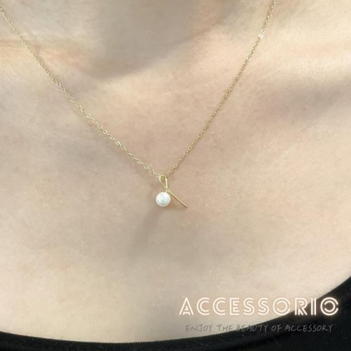 拾飾 Accessorio 現貨 單顆珍珠吊墜 S925純銀鍍14K金項鍊 - ╶ ╴拾飾 Accessorio - iOPEN Mall