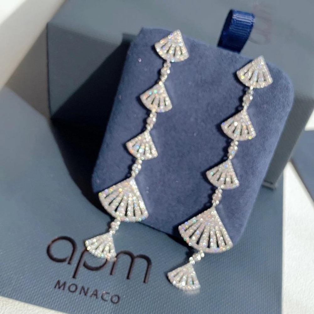 APM MONACO耳環 Baby明星同款耳環 長款耳環 優雅氣質耳墜 925純銀扇形耳釘 小裙子耳釘 - Alisa精品代購 - iOPEN Mall