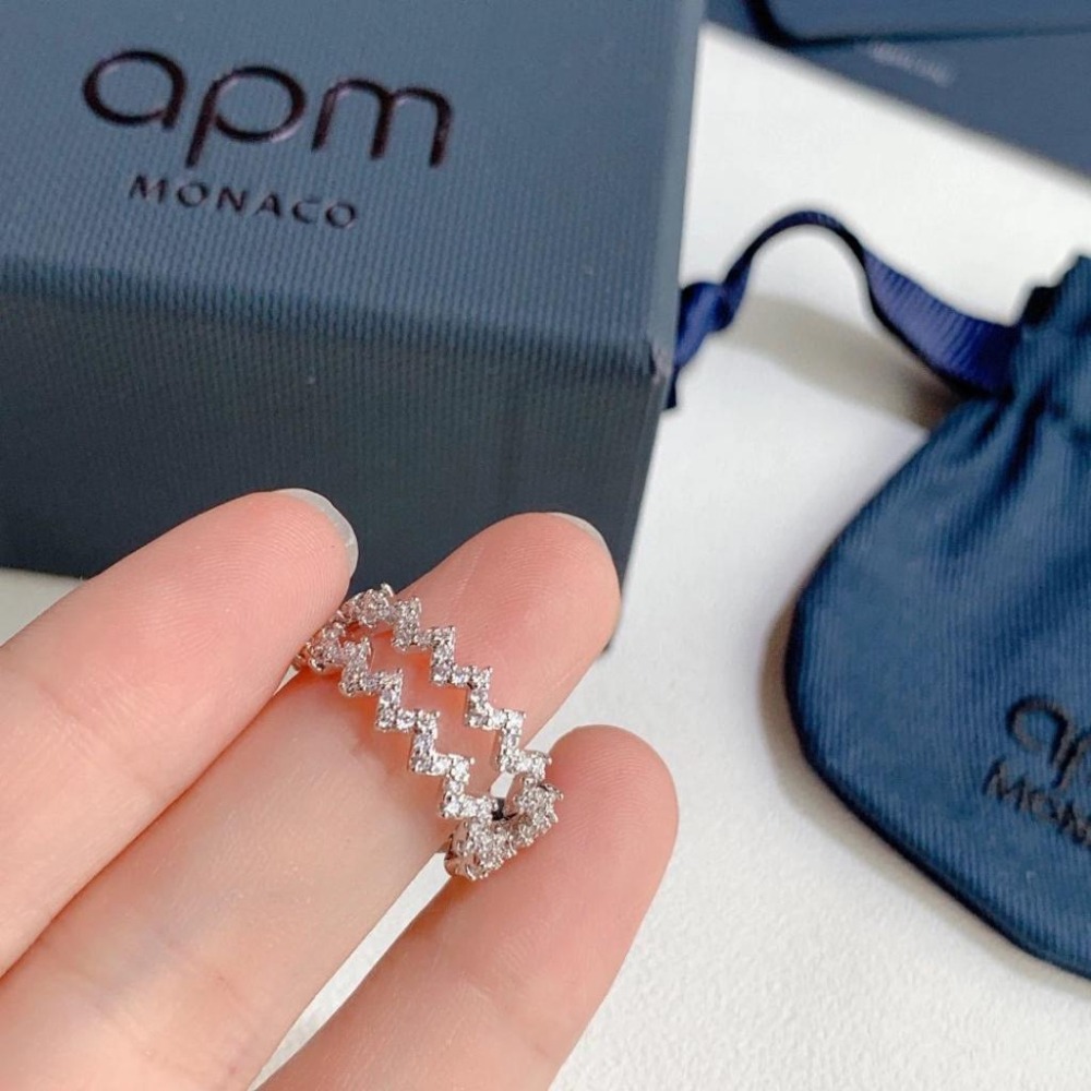 APM MONACO戒指 雙層波浪戒指 Z字形戒指 A家飾品 925純銀戒指 尾戒 鑲晶鑽戒指 氣質時尚食指環 - Alisa精品代購 - iOPEN Mall
