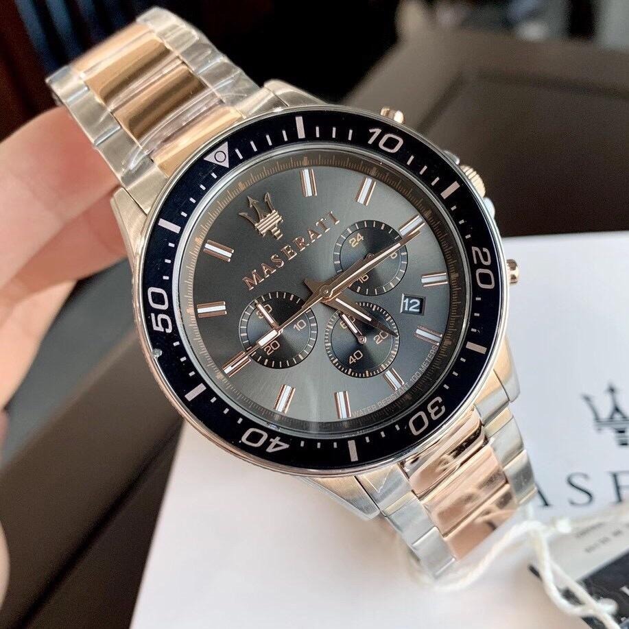MASERATI瑪莎拉蒂手錶 時尚商務休閒男錶 三眼計時日曆防水手錶 瑪莎手錶R8873640002 間玫瑰金色鋼帶錶 - Alisa精品代購 ...