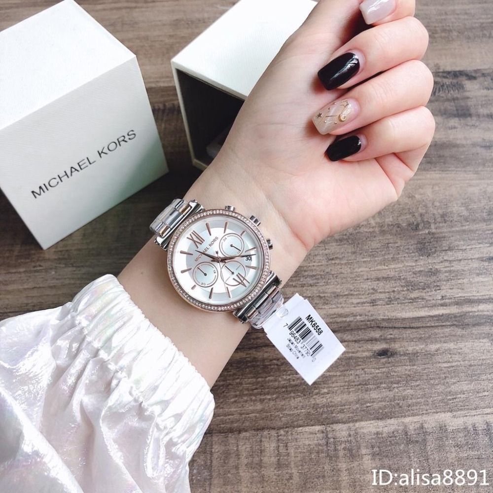 Michael Kors手錶 MK手錶 女生精品錶MK6558 鑲鑽間玫瑰金鋼鏈錶 三眼計時防水石英錶 時尚百搭休閒女錶 - Alisa精品 ...