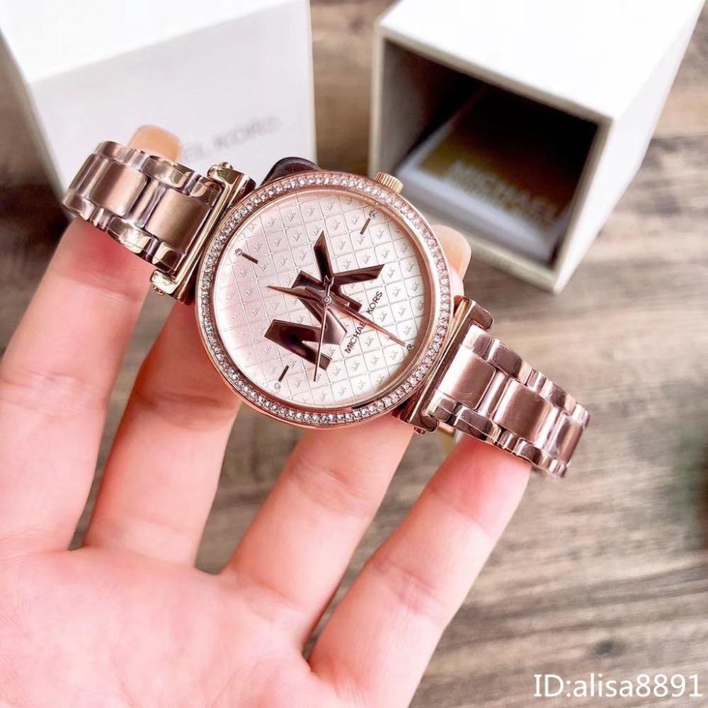 Michael Kors手錶 精品錶腕錶 MK手錶女生 MK4335玫瑰金色鋼鏈錶 鋼鏈鑲鑽時尚女錶 商務通勤休閒石英錶 - Alisa精品 ...