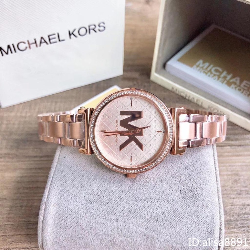 Michael Kors手錶 精品錶腕錶 MK手錶女生 MK4335玫瑰金色鋼鏈錶 鋼鏈鑲鑽時尚女錶 商務通勤休閒石英錶 - Alisa精品 ...