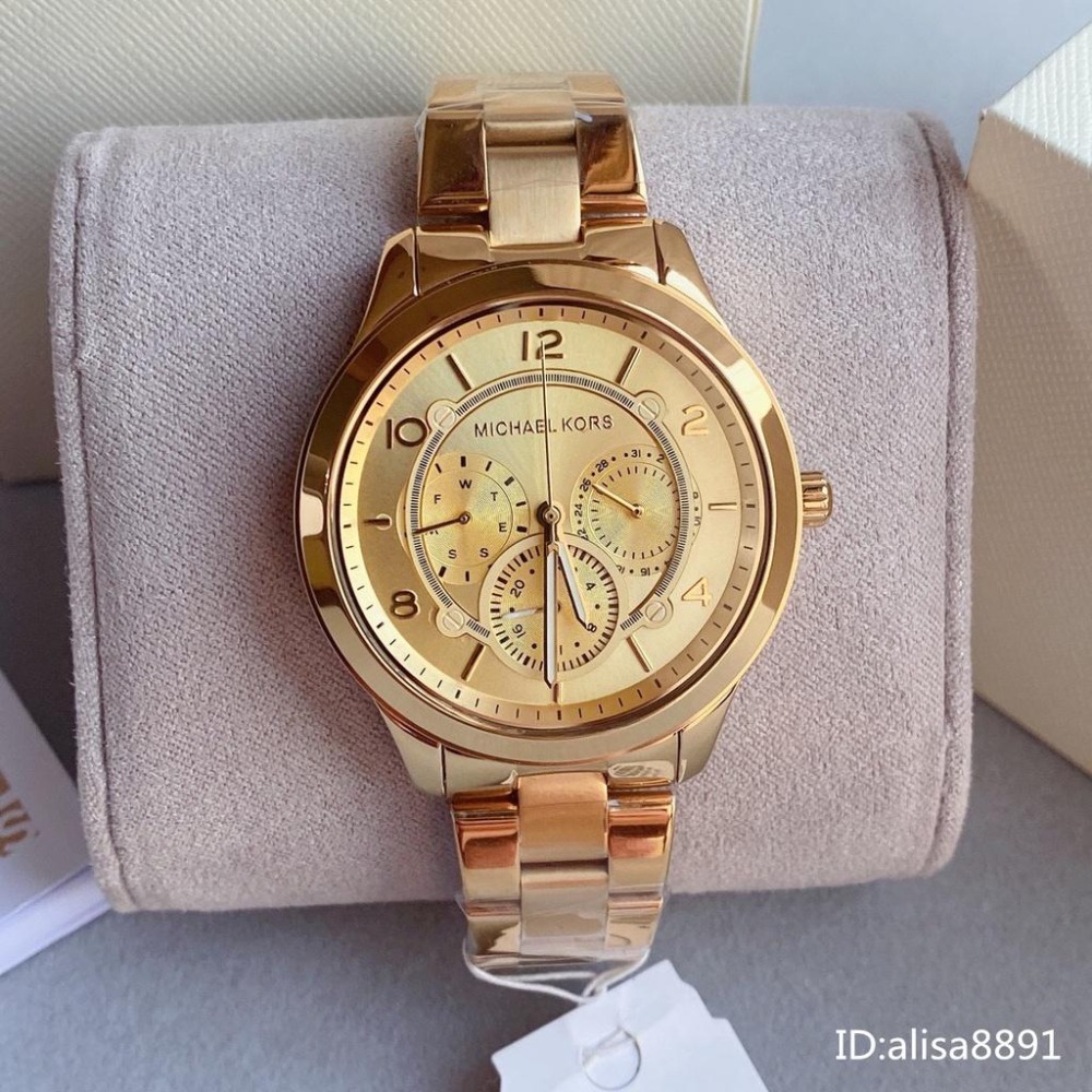 Michael Kors手錶 三眼計時防水石英錶 時尚百搭通勤女錶 大直徑手錶 MK6588 銀色鋼鏈錶 金色鋼帶手錶 - Alisa精品代購 ...