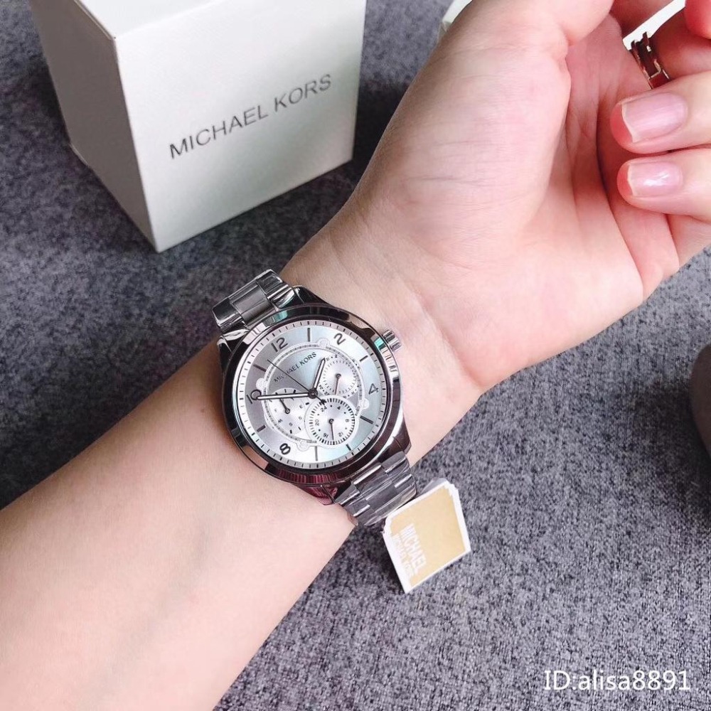 Michael Kors手錶 三眼計時防水石英錶 時尚百搭通勤女錶 大直徑手錶 MK6588 銀色鋼鏈錶 金色鋼帶手錶 - Alisa精品代購 ...