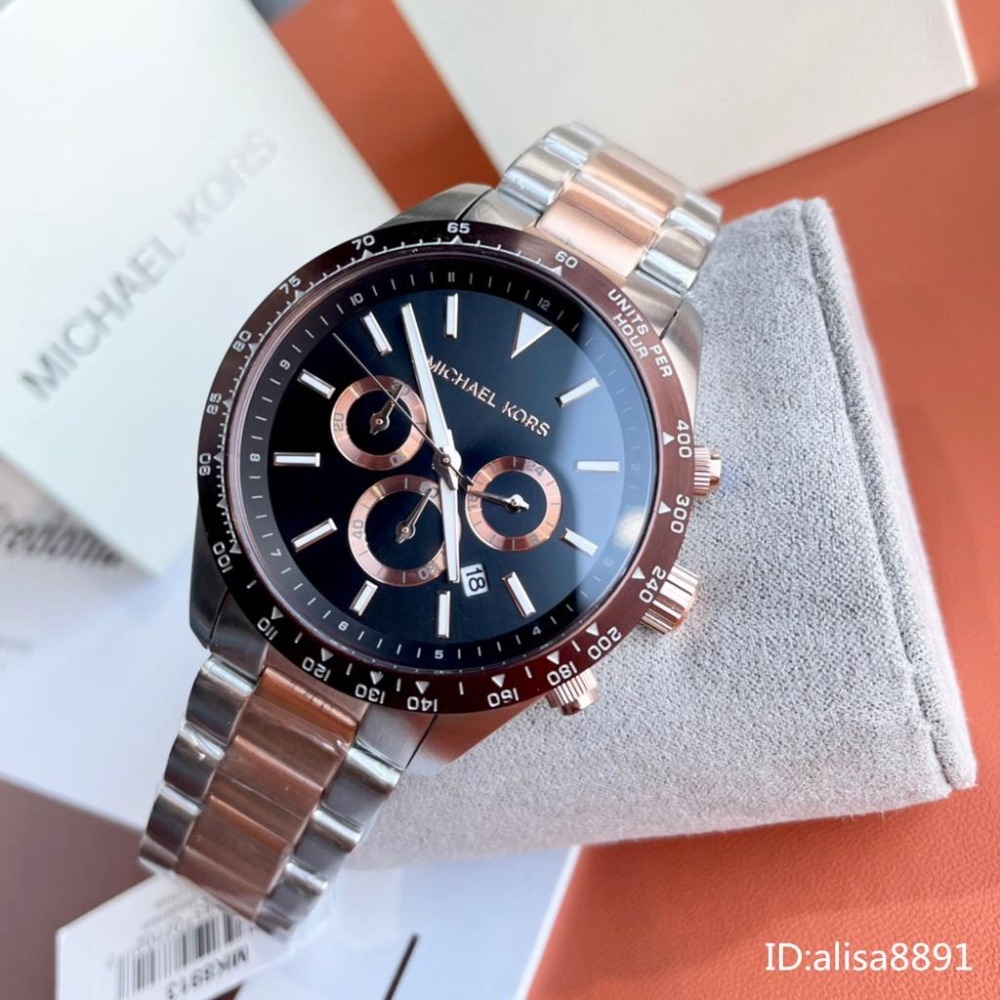 Michael Kor手錶 MK手錶間玫瑰金色鋼鏈錶 商務通勤男士石英錶 三眼計時日曆防水男錶 大直徑手錶 MK8913 - Alisa精品 ...