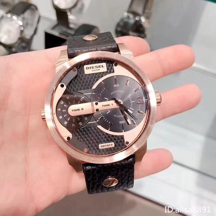 DIESEL手錶 迪賽手錶男 男生手錶 時尚潮流皮帶錶 休閒運動男錶 DZ7307 DZ7317 炫酷雙時區計時石英錶男 - Alisa精品 ...