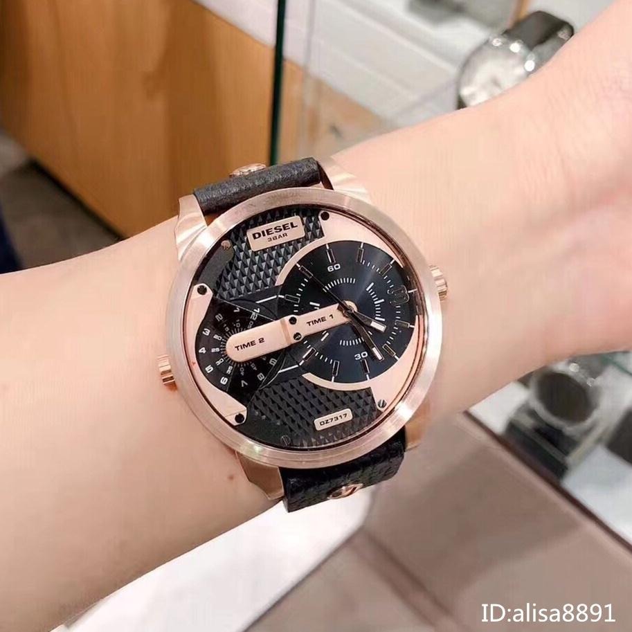 DIESEL手錶 迪賽手錶男 男生手錶 時尚潮流皮帶錶 休閒運動男錶 DZ7307 DZ7317 炫酷雙時區計時石英錶男 - Alisa精品 ...
