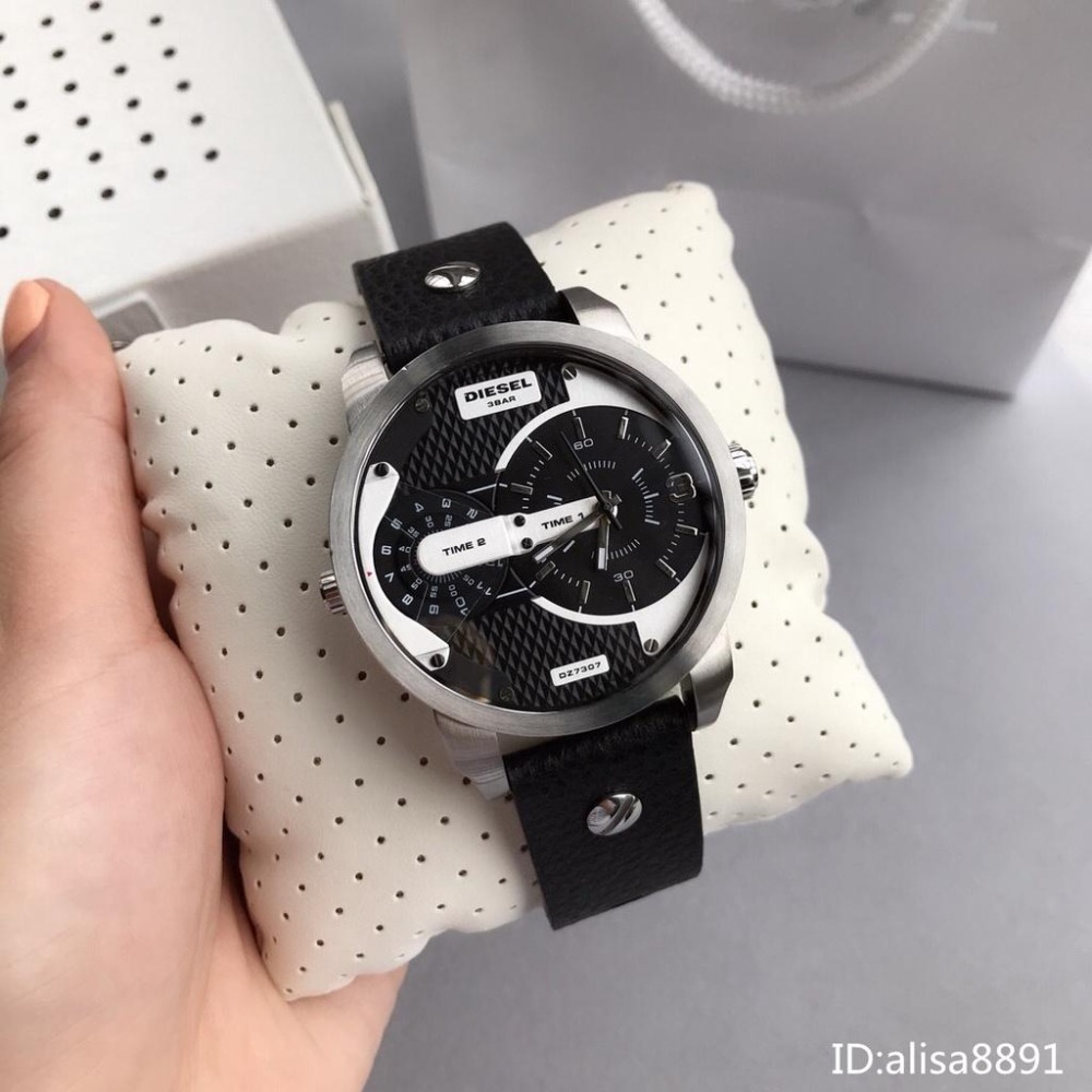 DIESEL手錶 迪賽手錶男 男生手錶 時尚潮流皮帶錶 休閒運動男錶 DZ7307 DZ7317 炫酷雙時區計時石英錶男 - Alisa精品 ...