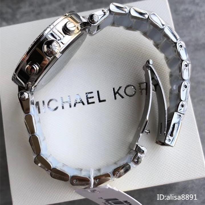 Michael Kors手錶 三眼計時日曆石英錶 冰藍色貝母面鑲鑽女錶 大直徑石英手錶 MK6138 時尚百搭女生腕錶 - Alisa精品代購 ...