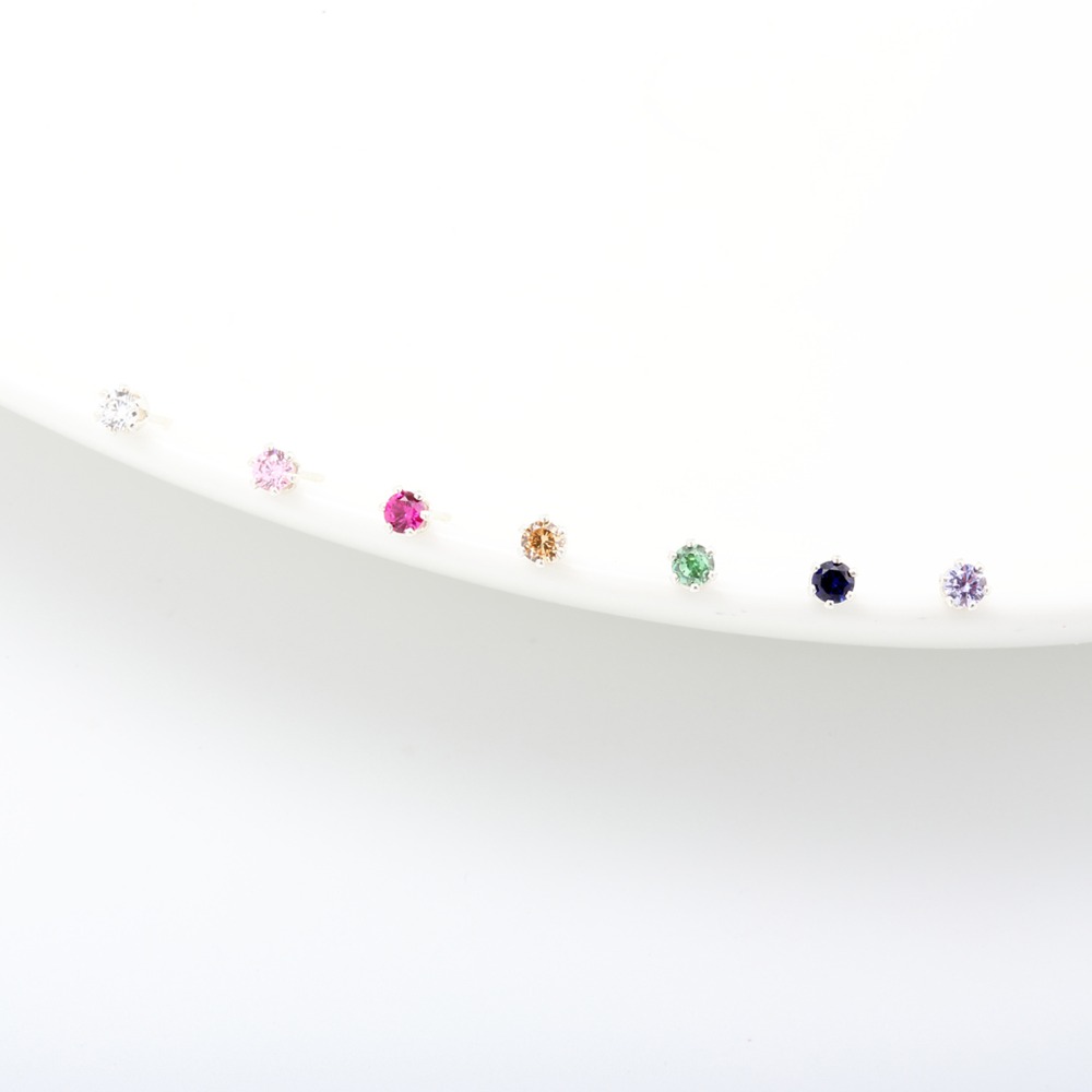 【Angel Me】迷你 皇冠 3mm 瑞士 彩鑽 單鑽鋯石 一對 s925 純銀 耳環 耳夾 - Angel & Me 珠寶銀飾 - iOPEN Mall