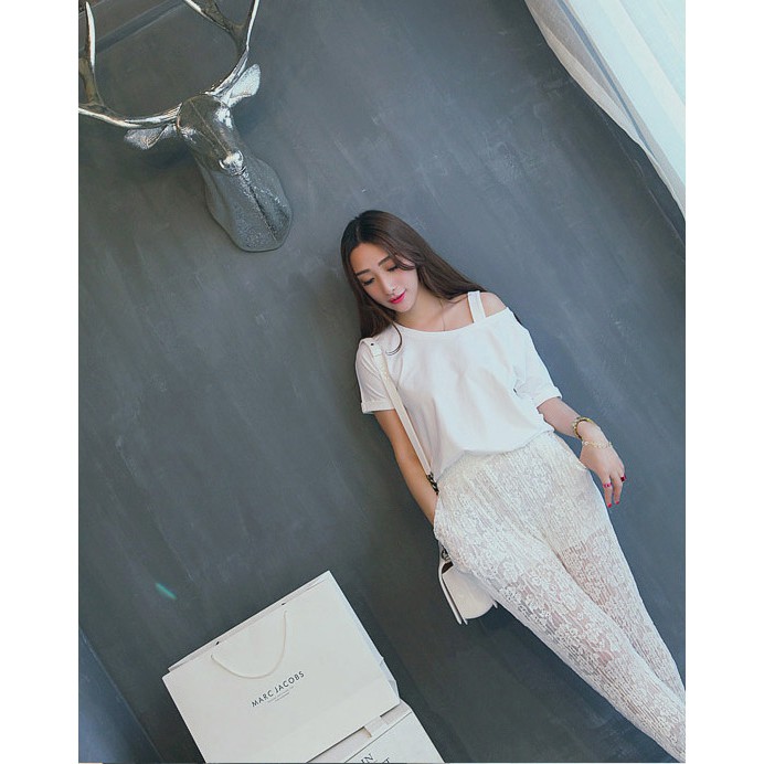 《JDUDS》韓國斜肩一字領不修邊超顯瘦寬鬆上衣棉T - JDUDS平價批發工廠 - iOPEN Mall