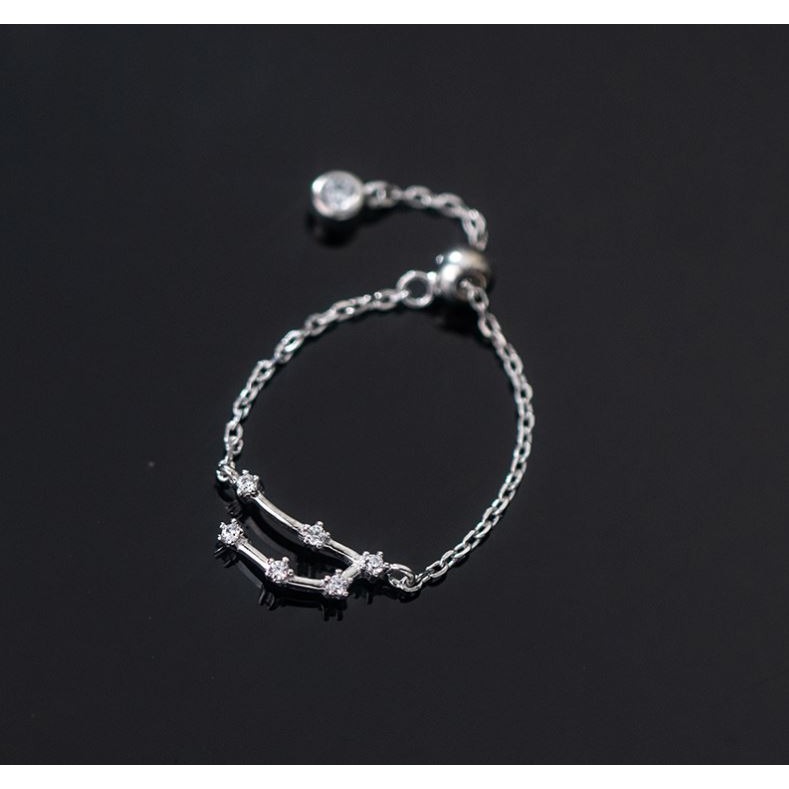 CHISSTORE銀飾 韓國 12星座誕生石 十二星座戒指 S925 戒指鍊 水鑽戒指 星星 鋯石鍊戒 鏈戒 純銀戒指 - 新奇飾品chisstore - iOPEN Mall