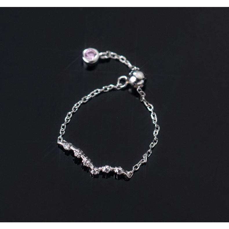 CHISSTORE銀飾 韓國 12星座誕生石 十二星座戒指 S925 戒指鍊 水鑽戒指 星星 鋯石鍊戒 鏈戒 純銀戒指 - 新奇飾品chisstore - iOPEN Mall