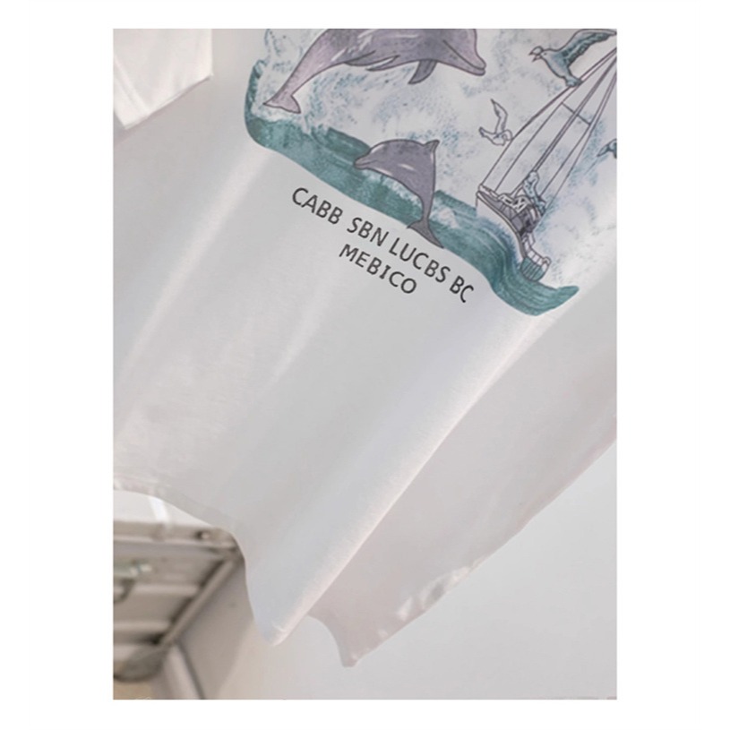 S-5XL大尺碼 韓國東大門時尚減齡海豚印花寬鬆大碼短袖T恤女裝 - 豆沙小姐日韓服飾 - iOPEN Mall