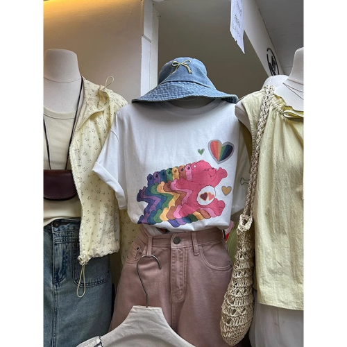 S-5XL大尺碼 100%純棉 韓國東大門新款趣味小熊印花寬鬆短袖T恤女夏 - 豆沙小姐日韓服飾 - iOPEN Mall