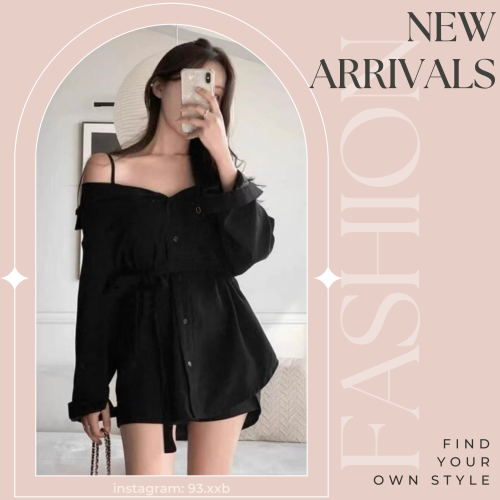 Oni露肩設計綁帶長上衣#B20195 - woomie1993_studio - iOPEN Mall