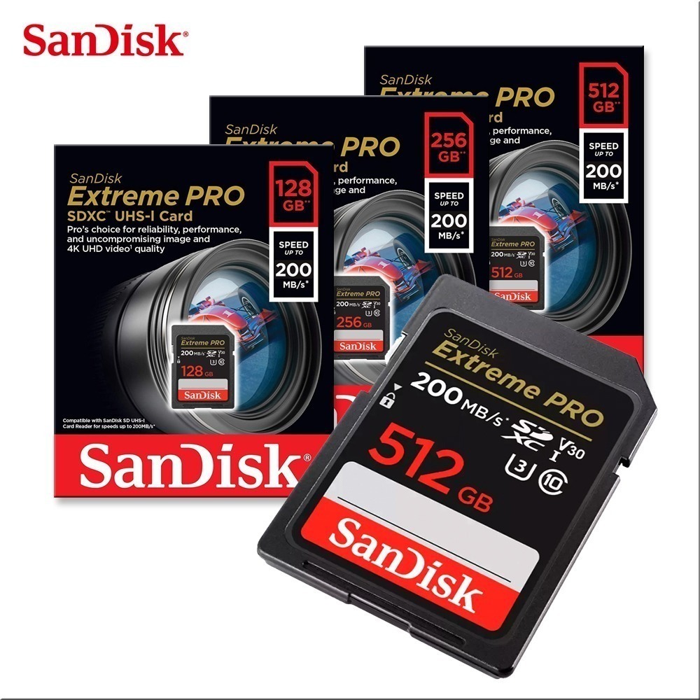 SanDisk Extreme PRO 128G 256G 512G SDXC 高速 相機記憶卡 200MB - Gowolala